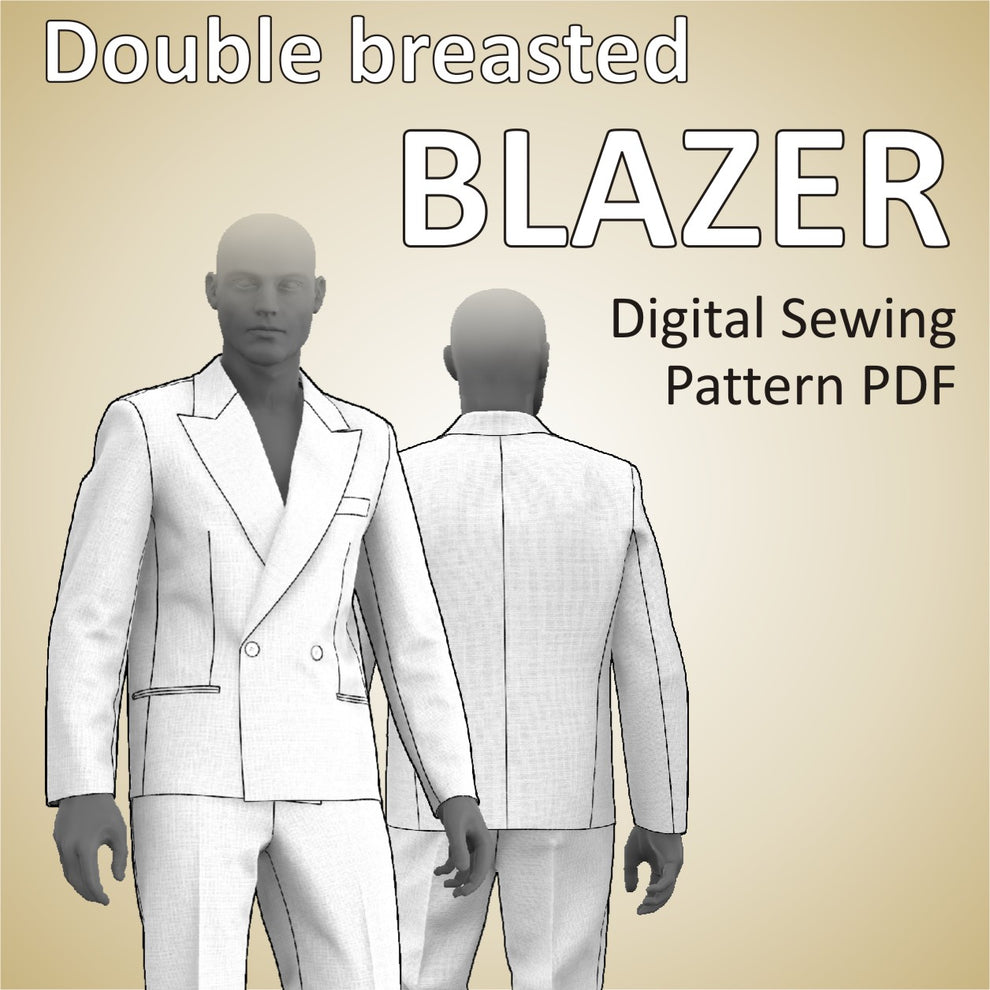 Double breasted Blazer + Lining Sewing Pattern PDF for men – mascultory